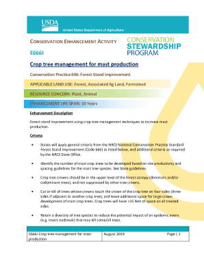 Fillable Online Conservation Enhancement Activity E666I. Crop tree ...