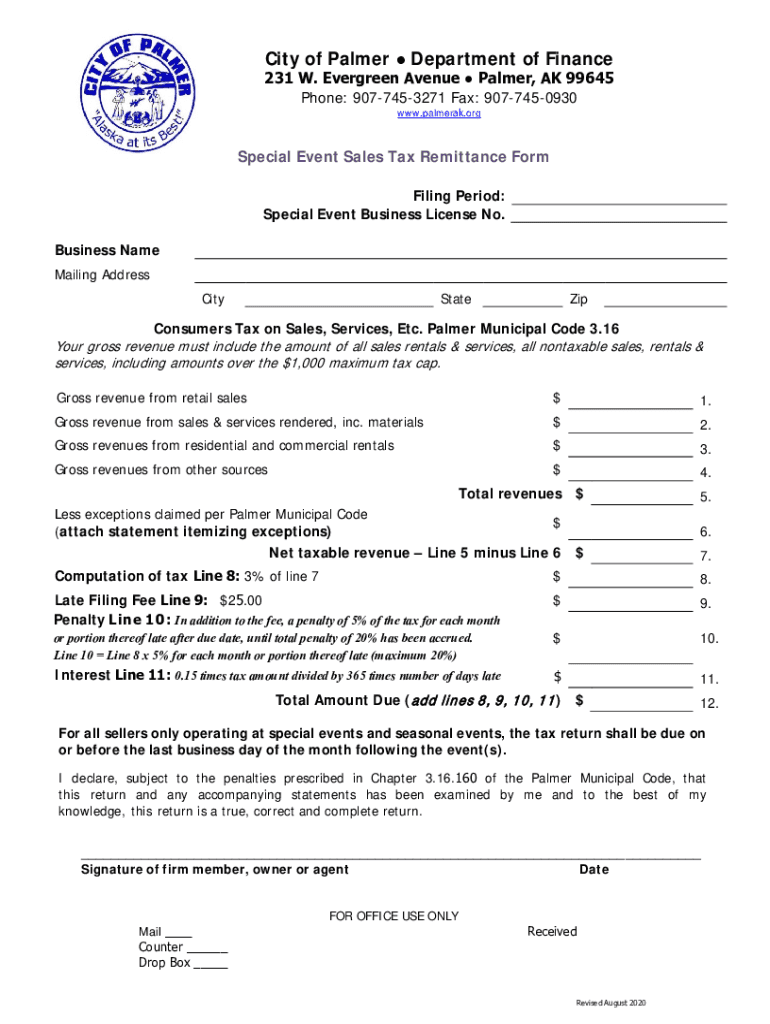 Fillable Online Special Event Sales Tax Remittance Form Fax Email Print ...