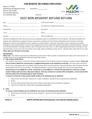 Fillable Online 2018 mason income tax return form: Fill out & sign ...