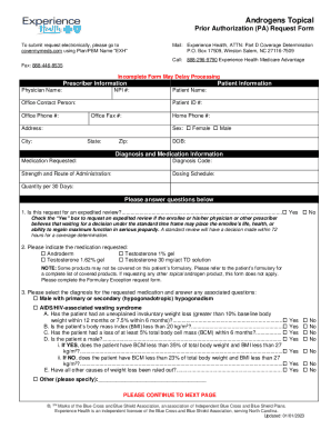 Fillable Online PA Request Form - Androgens Topical Fax Email Print ...