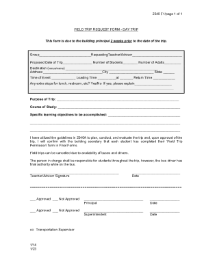 Fillable Online Field Trip Request Form Template - Fill Online ...