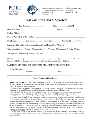 Fillable Online Boat Yard Work Plan & Agreement Fax Email Print - pdfFiller