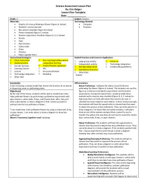 Fillable Online Science Assessment Lesson Plan By: Erin Delger Lesson ...