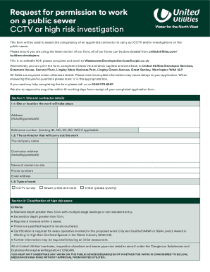 Fillable Online Request for permission to work on a public sewer. CCTV ...