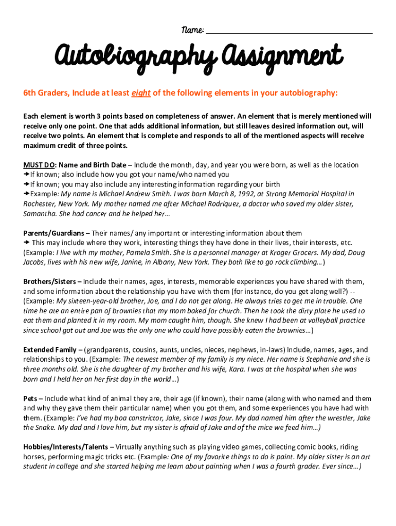 Fillable Online AutobiographyDefinition, History, Types, Examples ...