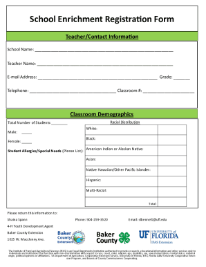 Fillable Online sfyl ifas ufl School Enrichment Registration Form - UF ...