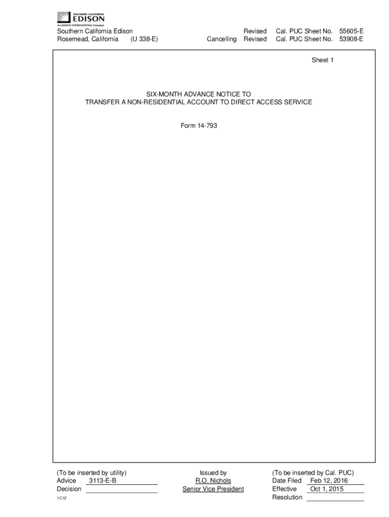 Fillable Online Southern California Edison Revised Cal. PUC Sheet No ...