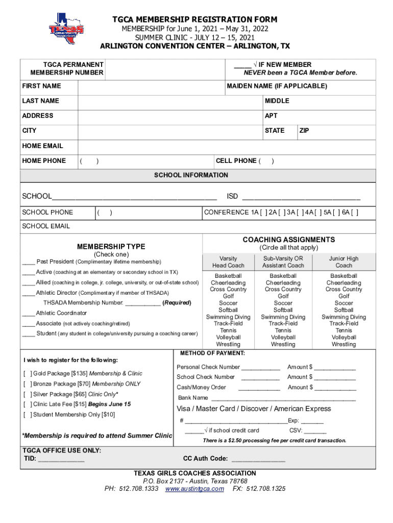 Tgca membership: Fill out & sign online | DocHub