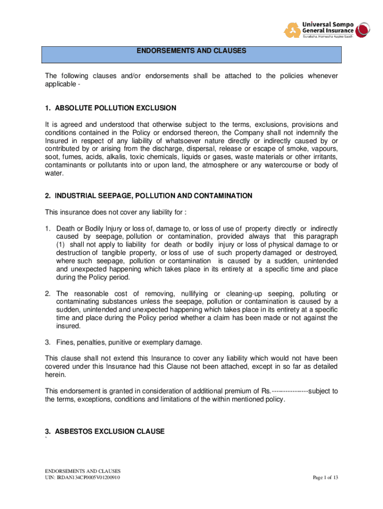 Fillable Online application of the absolute pollution exclusion to ...