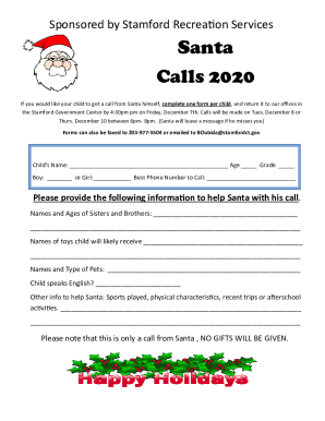Fillable Online A Free Personalized Phone Call from Santa Claus App Fax ...