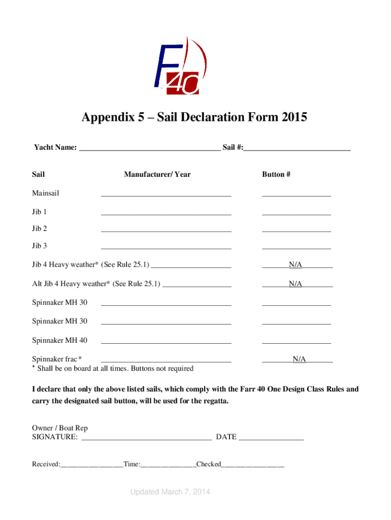 Fillable Online Appendix 5Sail Declaration Form Fax Email Print - pdfFiller
