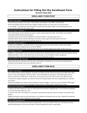 Fillable Online Instructions for Filling Out the Enrollment Form Fax ...