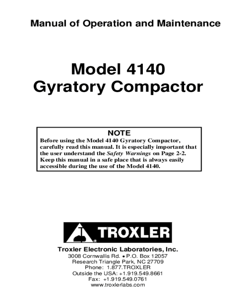 Fillable Online Solved a TROXLER ht 272 0000 SAMPLE HEIGHT ... Fax ...