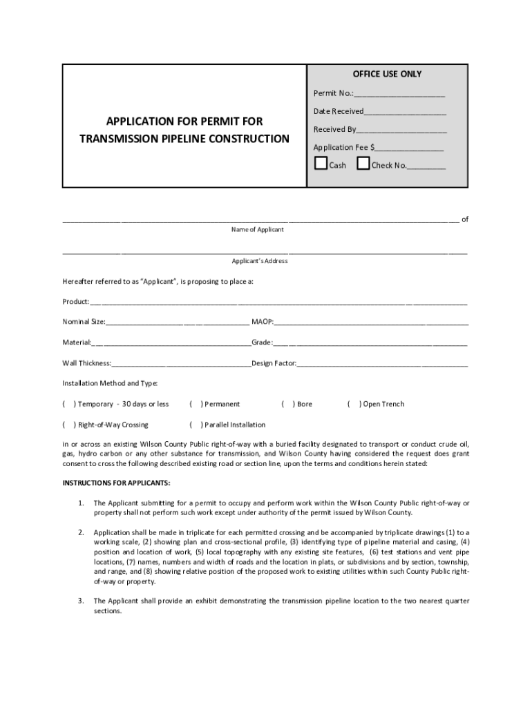 Fillable Online APPLICATION FOR PERMIT FOR TRANSMISSION ... Fax Email Print - pdfFiller