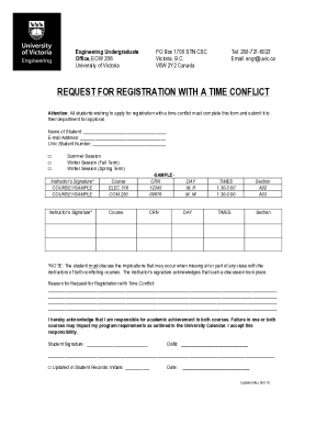 Fillable Online Time Conflict Form - University of Victoria Fax Email ...