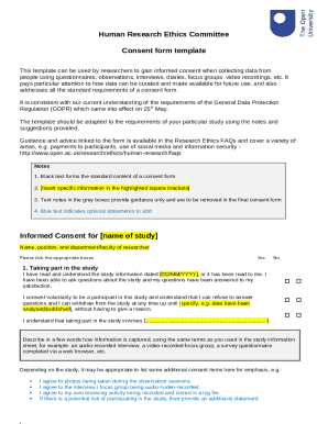 Human Research Ethics Committee Consent template Doc Template | pdfFiller