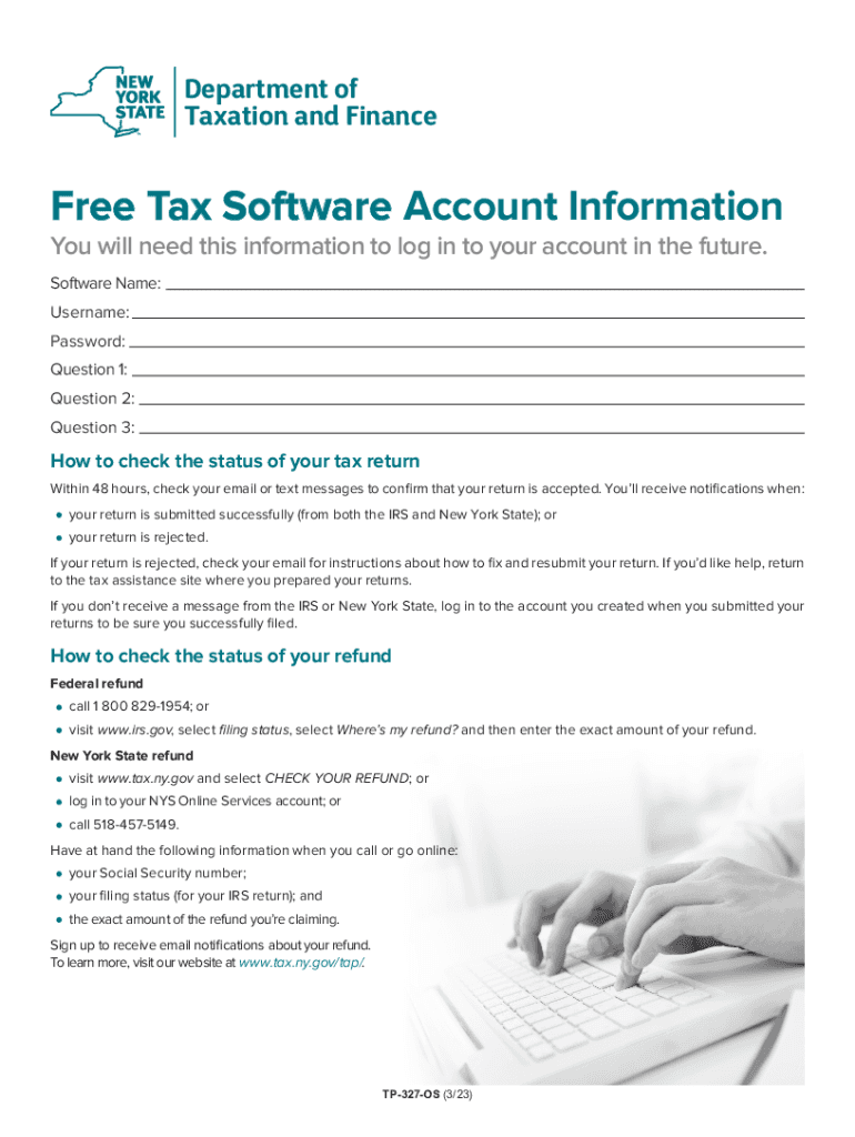 Fillable Online Form TP-327-OS, Free Tax Software Account Information Fax Email Print - pdfFiller