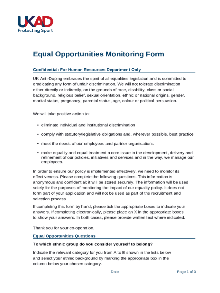 Get Equal Opportunities Monitoring - UK Anti-Doping Doc Template ...