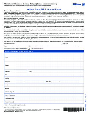 Fillable Online Allianz Care SMI Proposal Form Fax Email Print - pdfFiller