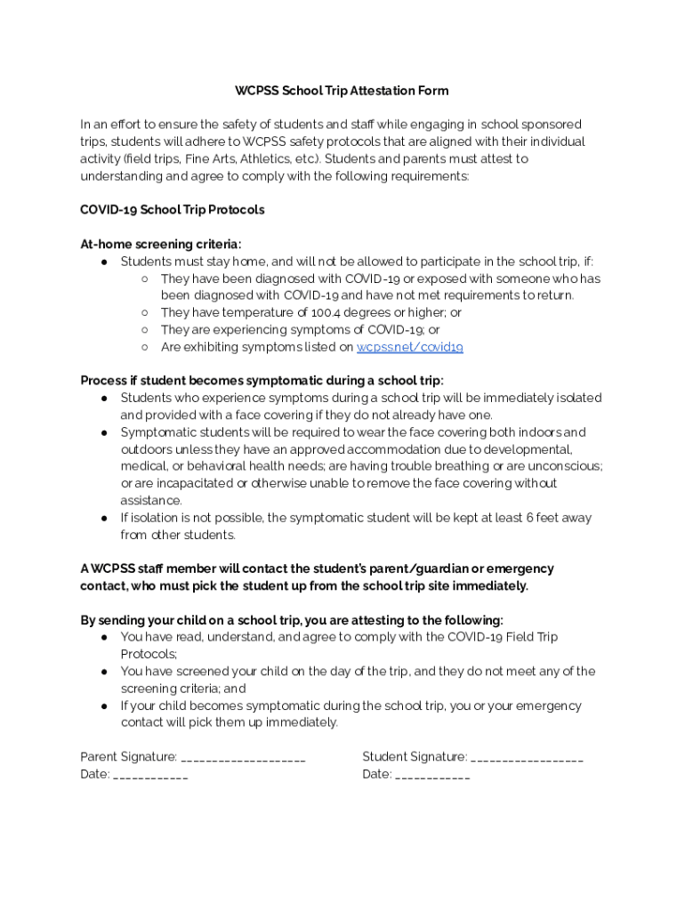 Fillable Online School Trip Attestation Form Fax Email Print - pdfFiller