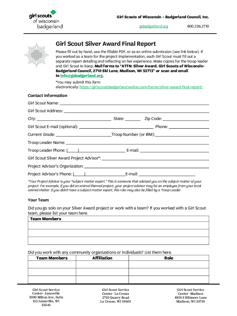 Fillable Online Silver Award Intent Form Fax Email Print - pdfFiller