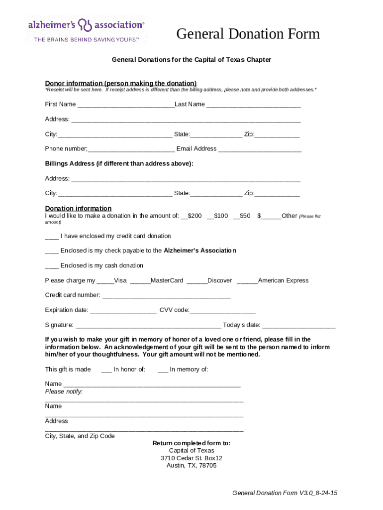 General Donation . Donation Doc Template | pdfFiller