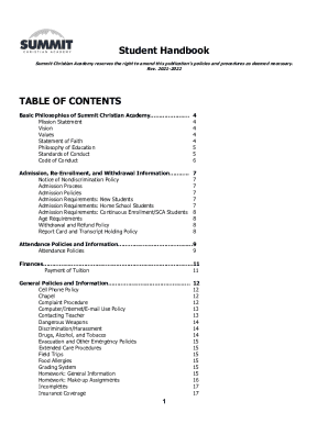 Fillable Online SCA Student Handbook Fax Email Print - pdfFiller