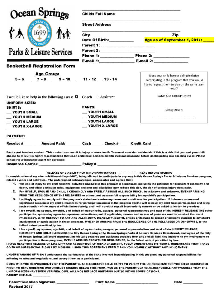 Fillable Online Parks-Rec-Youth-Sports-Registration-Form. ... Fax Email ...