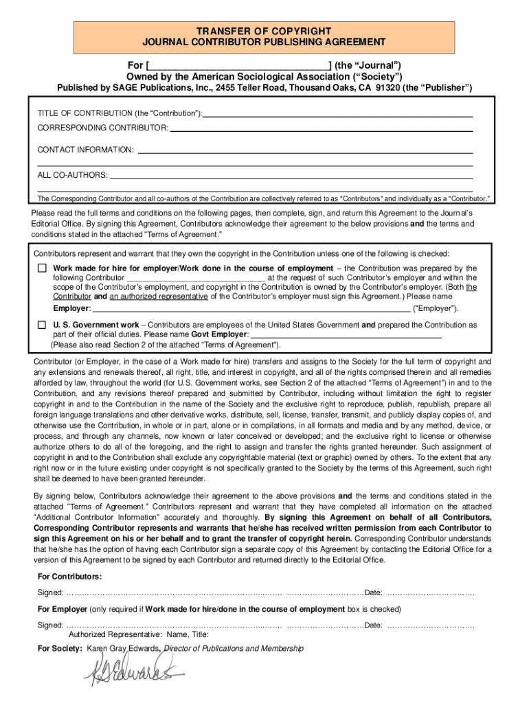 Fillable Online Appendix K. Transfer of Copyright Form Fax Email Print - pdfFiller