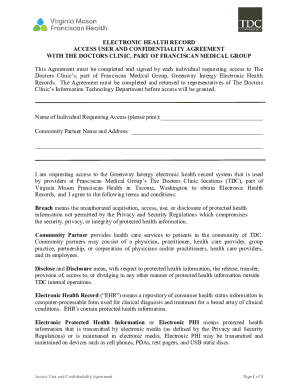 Fillable Online ELECTRONIC HEALTH RECORD ACCESS USER AND ... Fax Email ...