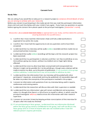 Fillable Online Consent Form For Research Study Example Fax Email Print - pdfFiller