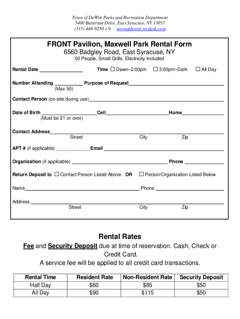 Fillable Online Welcome to DeWitt Recreation! Fax Email Print - pdfFiller