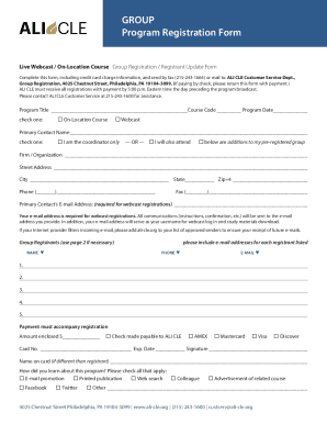 Fillable Online GROUP Program Registration Form Fax Email Print - pdfFiller