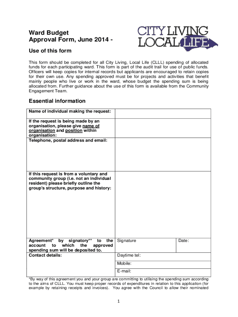 Fillable Online City Living Local Life - Resources - Ward Budget ...
