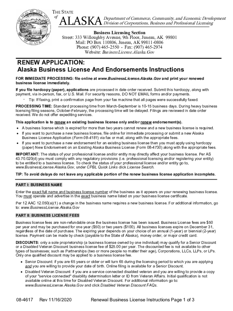Fillable Online STATE OF ALASKA Department of Commerce, Community ...