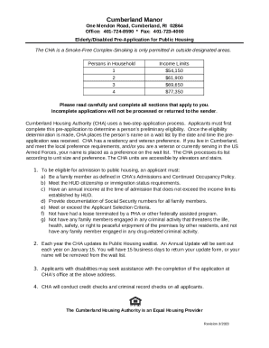 Cumberland Housing Authority Doc Template | pdfFiller