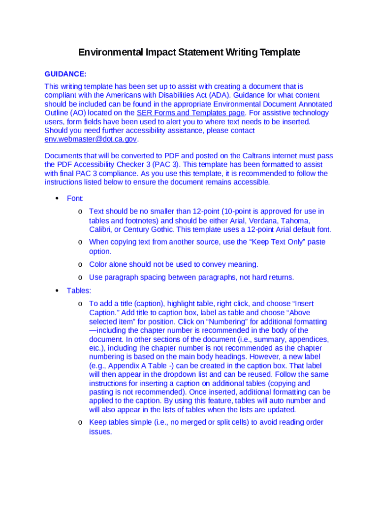 Environmental Impact Statement Template - dot ca Doc Template | pdfFiller