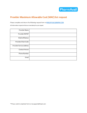 Fillable Online PharmAvail MAC List Request Form Fax Email Print ...