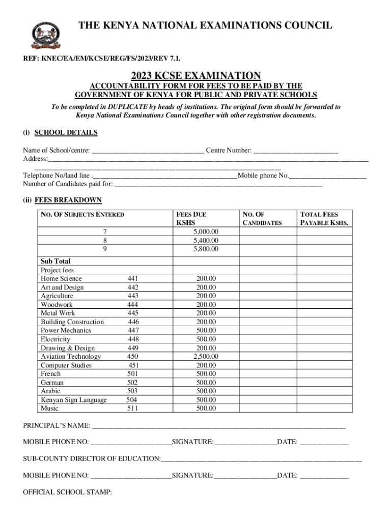 Fillable Online the kenya national examinations council act - Nairobi ...