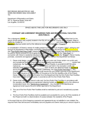 Fillable Online Covenant and Agreement -Recreational Credits (Non ...