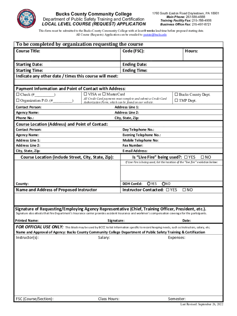 Fillable Online Free fillable Bucks County Community College Department ...