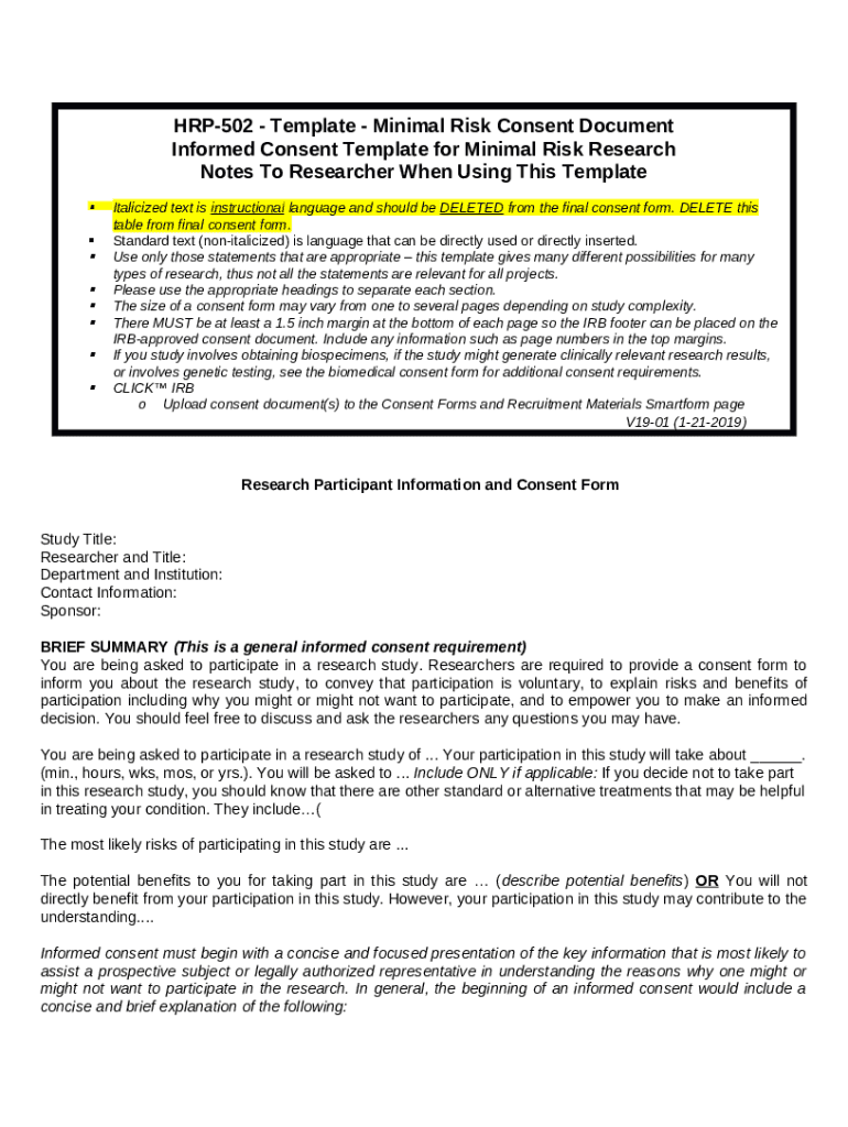 Ined Consent Template - NMSU Research - hrpp msu Doc Template | pdfFiller