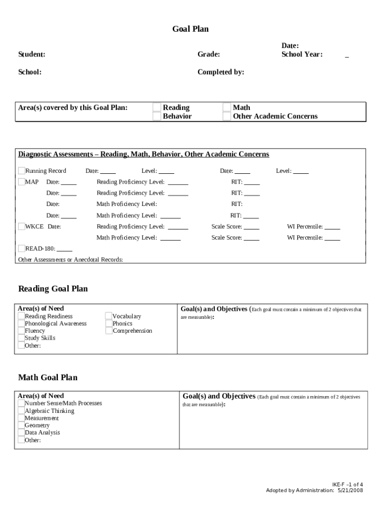 Reading Remediation Needs/Acceleration Plan for Doc Template | pdfFiller
