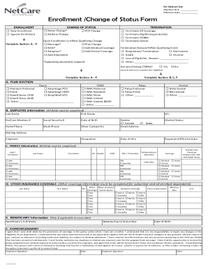 Fillable Online Enrollment /Change of Status Form Fax Email Print ...