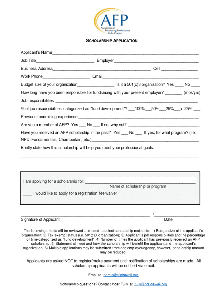 Fillable Online AFP Hawaii, Aloha Chapter Event: National Philanthropy ...