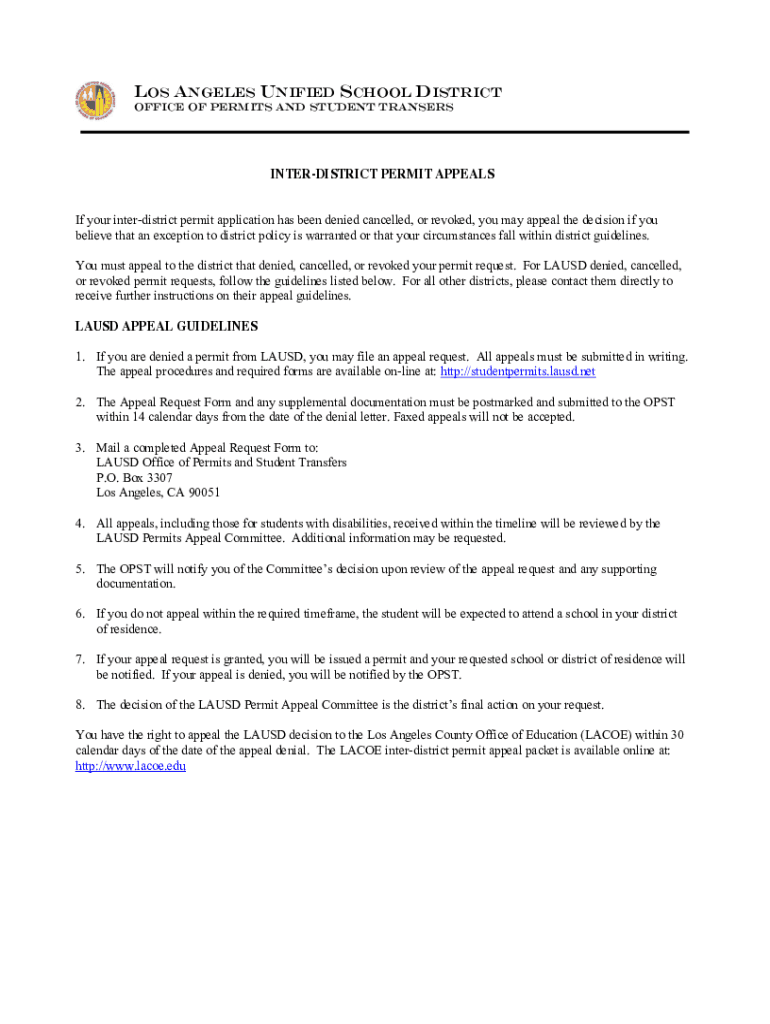 Fillable Online INTER District Permit Request Fax Email Print - pdfFiller