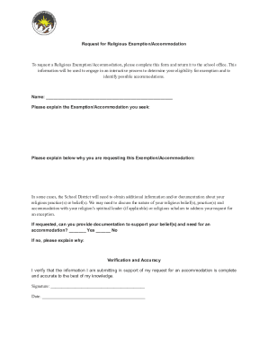 Fillable Online Religious Exemption Form by Conservation Legacy Fax ...