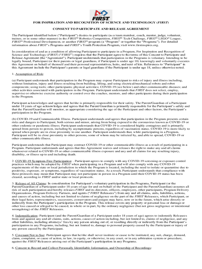 Fillable Online 1. Instructions 2. FIRST consent and release form Fax ...