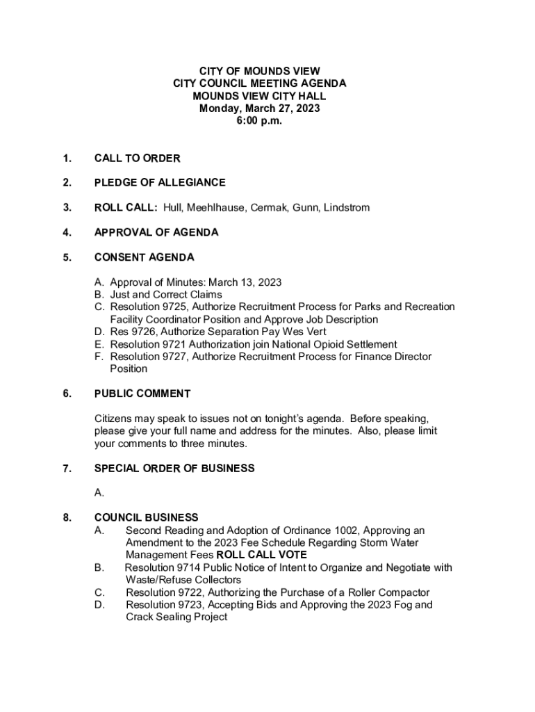 Fillable Online city of mounds view Fax Email Print - pdfFiller