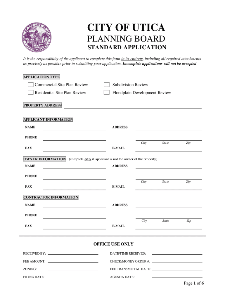 Fillable Online planning board - standard application Fax Email Print - pdfFiller